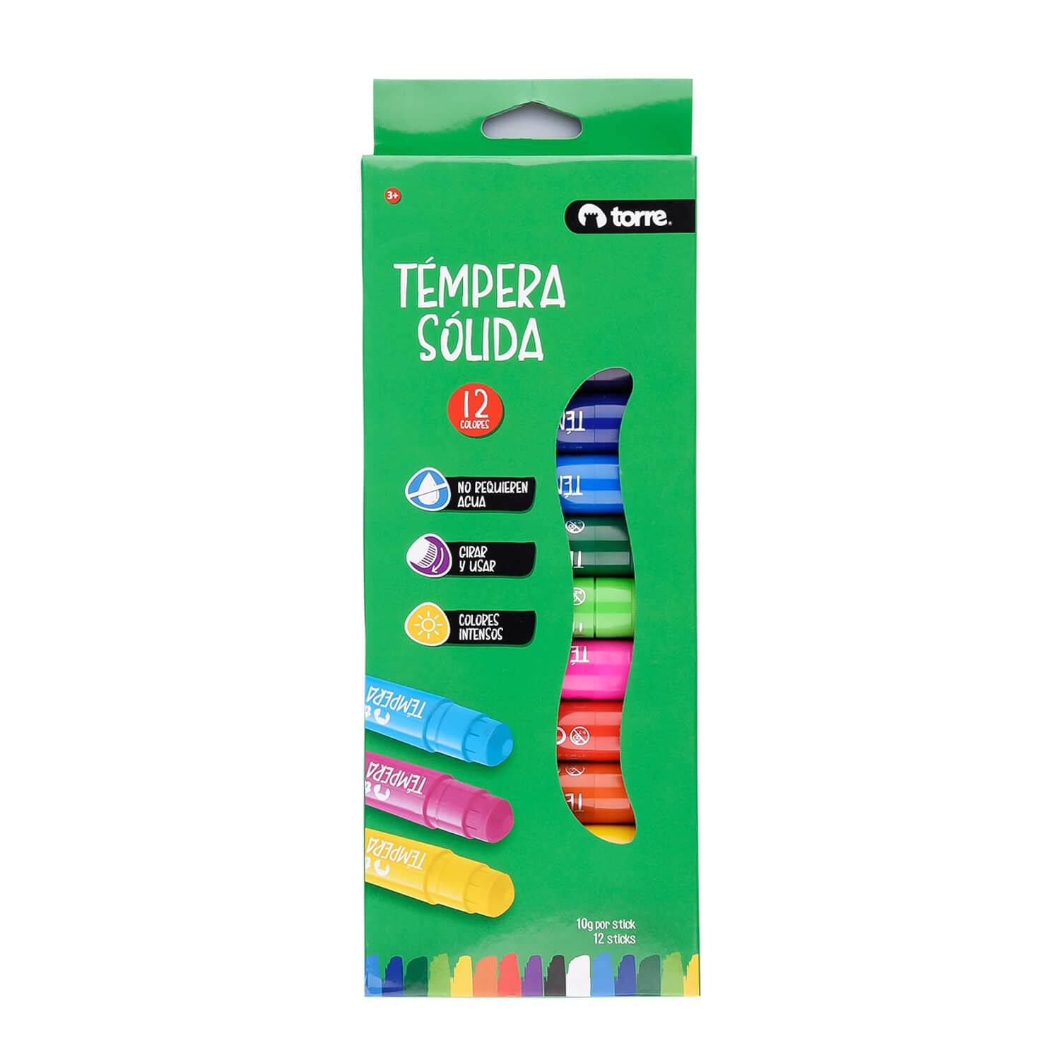 Témpera sólida 12 colores | Torre