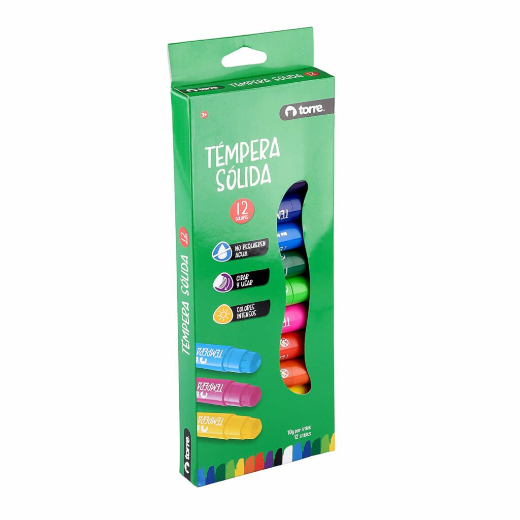 Témpera sólida 12 colores | Torre