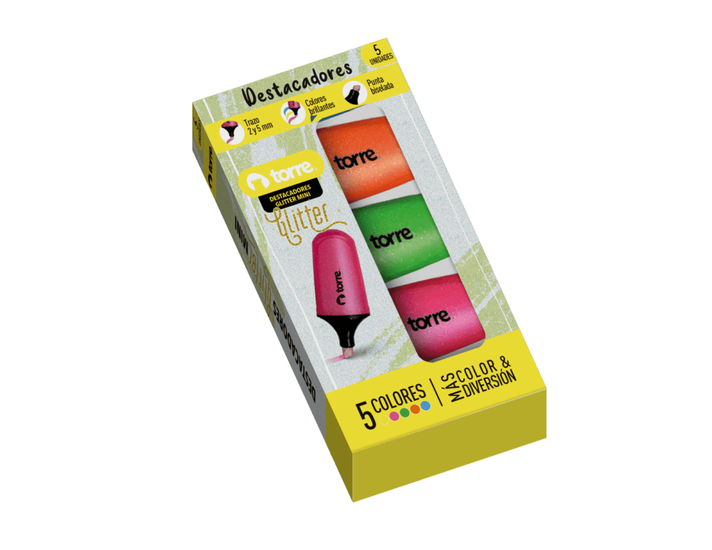 Blister Destacadores Glitter Mini | Torre