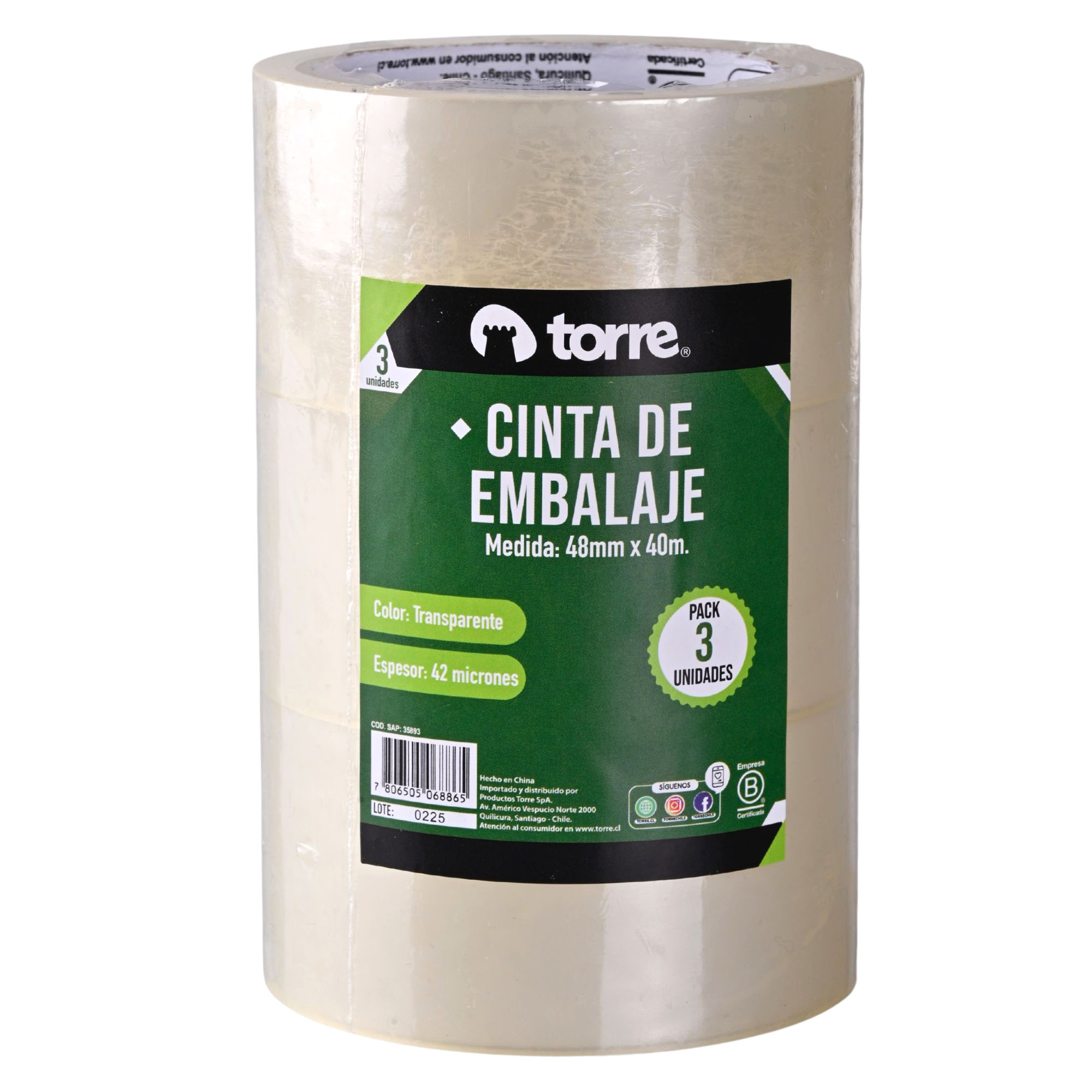 Cintas Embalaje Set 3 Unidades Transparente 48Mmx40M | Torre